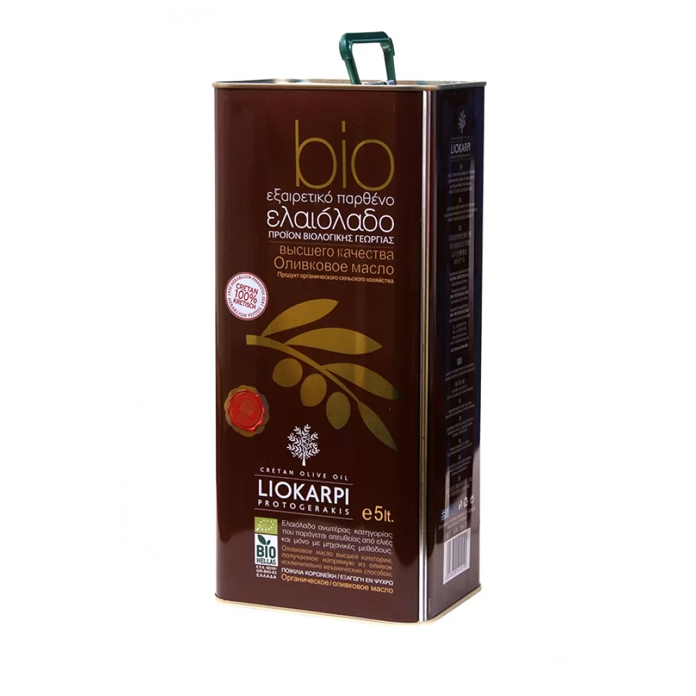 Βιολογικό Εξαιρετικό Παρθένο Ελαιόλαδο 5L Μεταλλικό κουτί